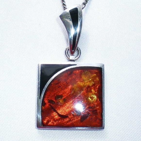 Jewelry | Vintage Poland Sterling Silver Baltic Honey Amber Enamel ...